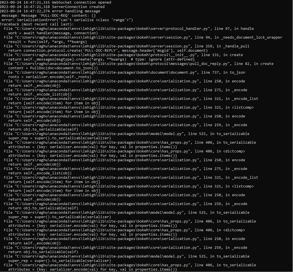 SerializationError("can't serialize ") - Community Support - Bokeh Discourse