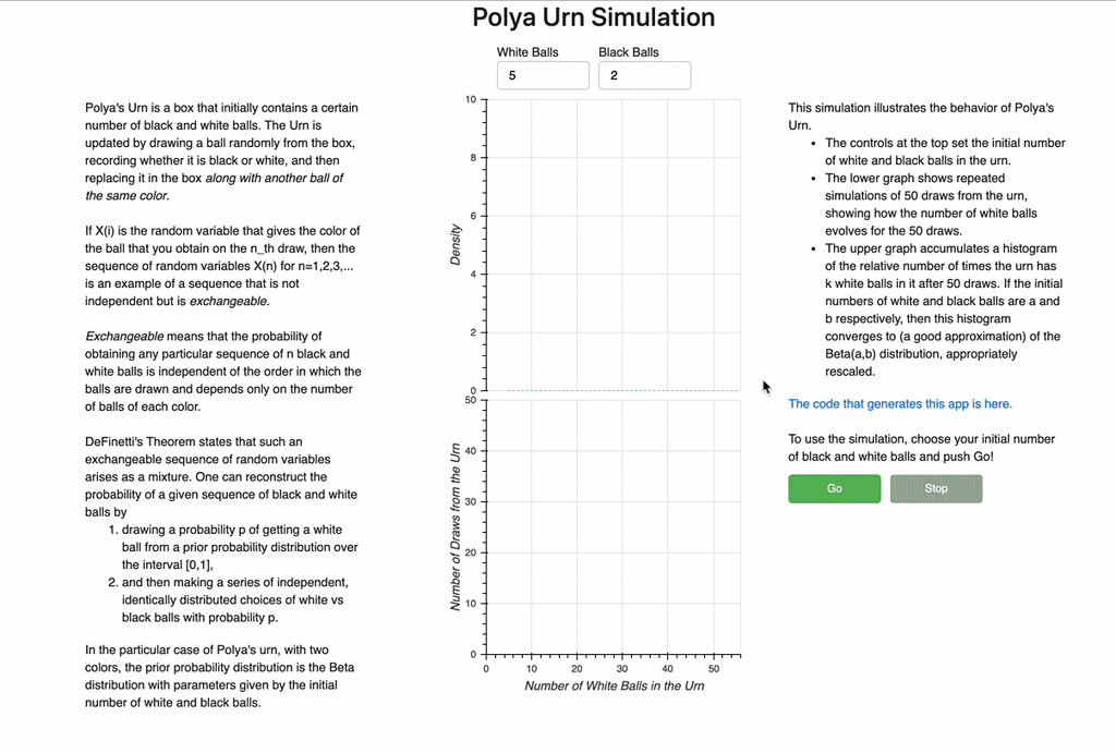 Here's a relatively simple app illustrating Polya's Urn - Showcase ...